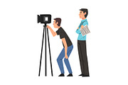 M Cameraman Shooting with Video, a Person Illustration by TopVectors