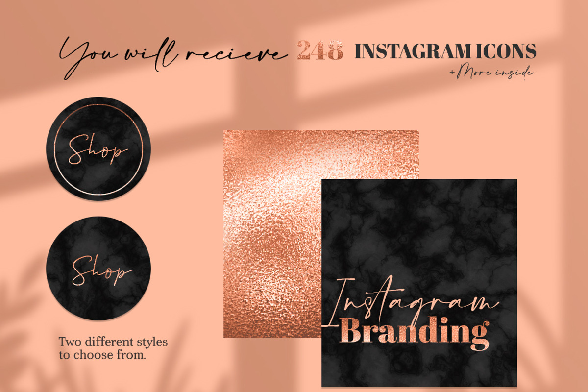 Rose gold & Marble Instagram Covers | Creative Market