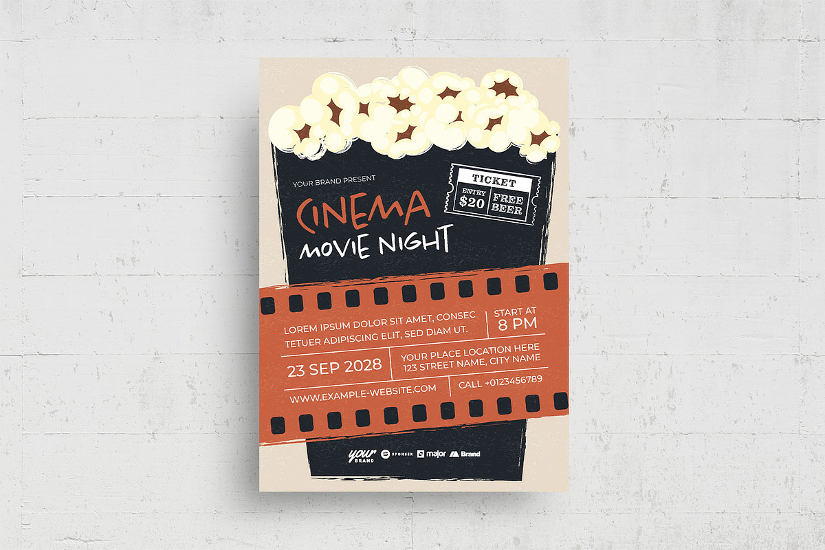Cinema Night Flyer Template, a Flyer Template by BrandPacks