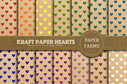 Kraft paper hearts digital paper, a Pattern Graphic by Paper Farms