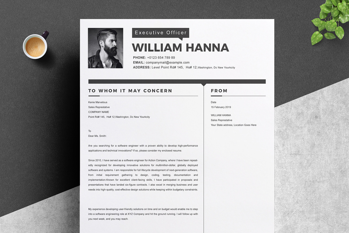 2 Page Resume Template/Cover Letter, a Resume Template by ResumeInventor