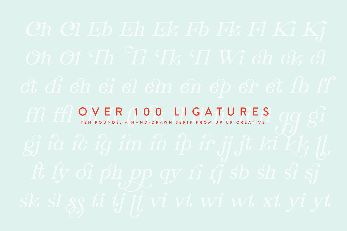 Ten Pounds, A Hand-Drawn Font, a Serif Font by Up Up Creative