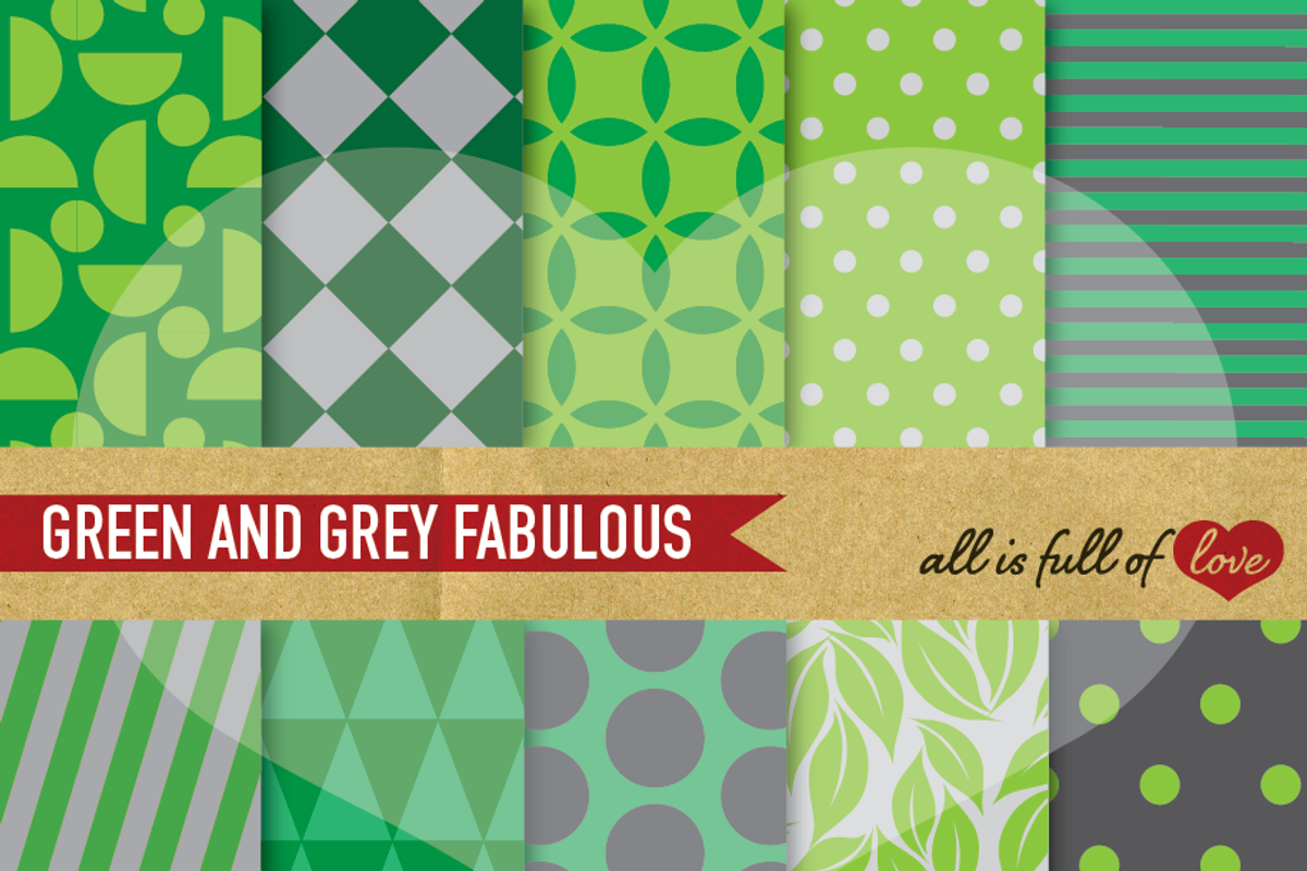 Printable Patterns Green & Grey, a Pattern Graphic by All is full of ...