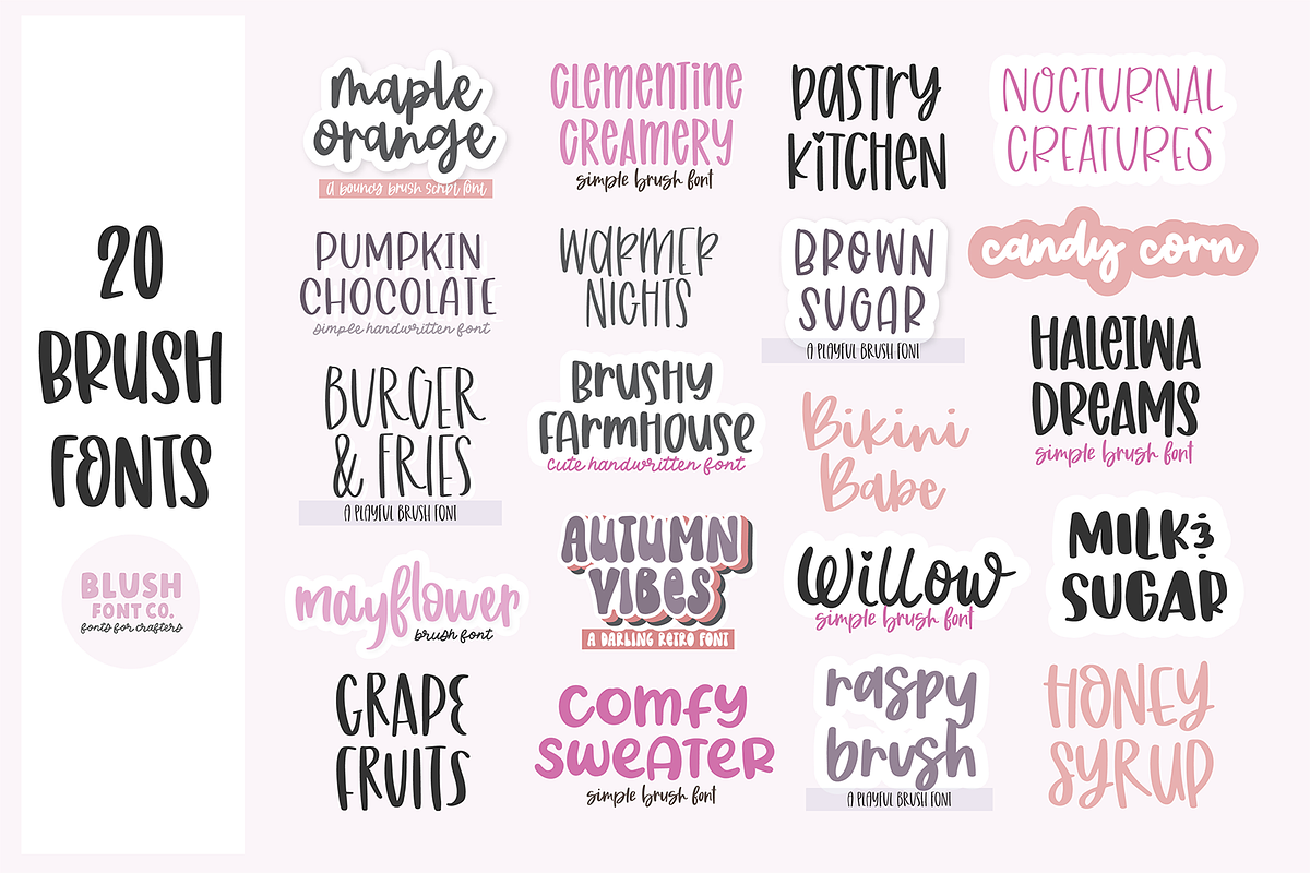 20 FONTS - BRUSH FONT BUNDLE, a Sans Serif Font by Blush Font Co.