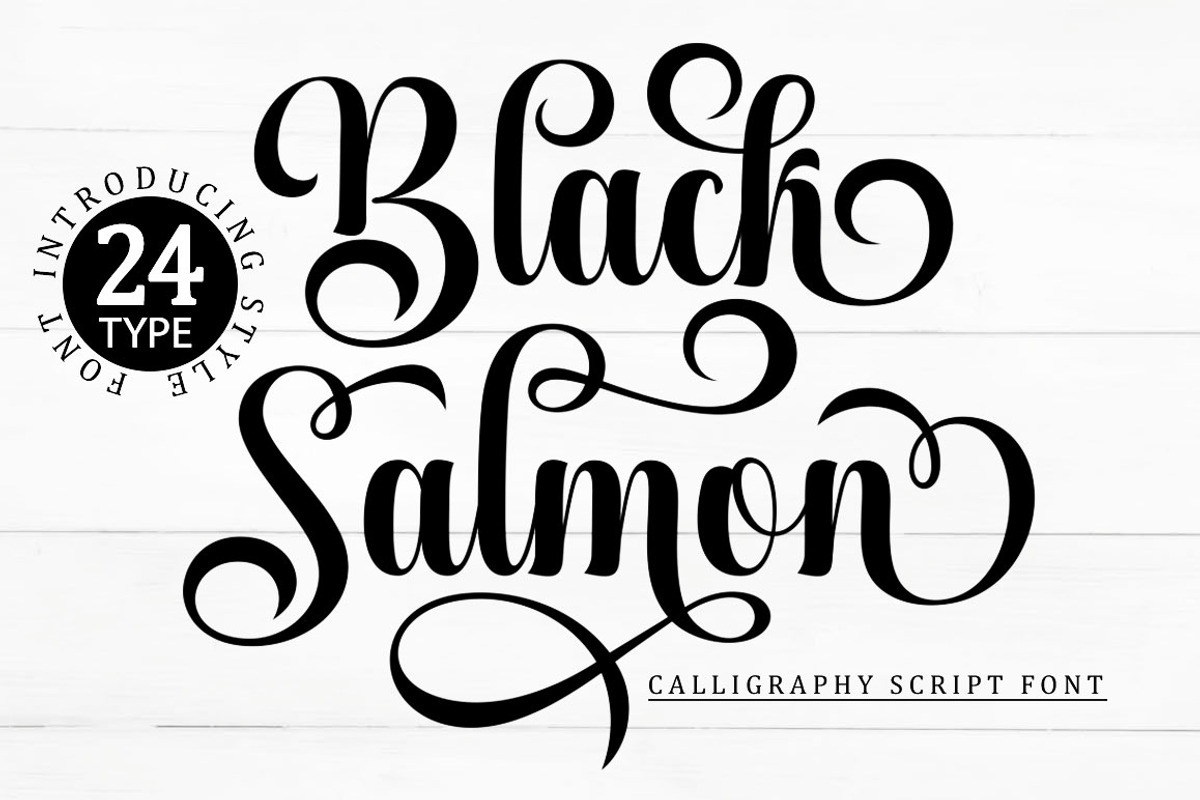 Black Salmon - Family Font, a Script Font by Bungletter