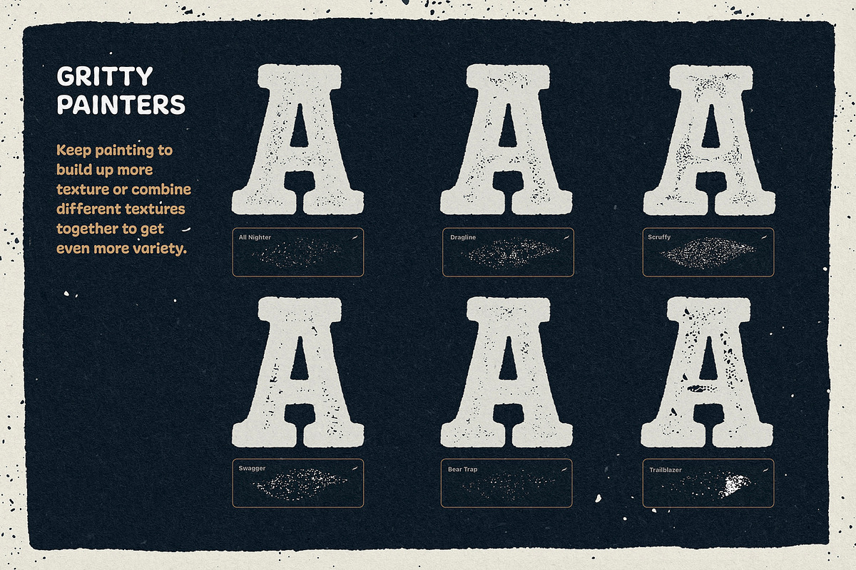 TRASH TYPE Gritty Texture Brushes, a Brush Add-On by Ian Barnard