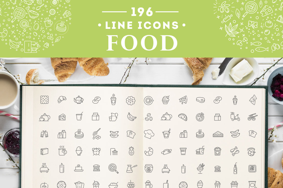 Food & Drinks Icons Set Vol.1, an Outline Icon by Tettygreen | Creative ...