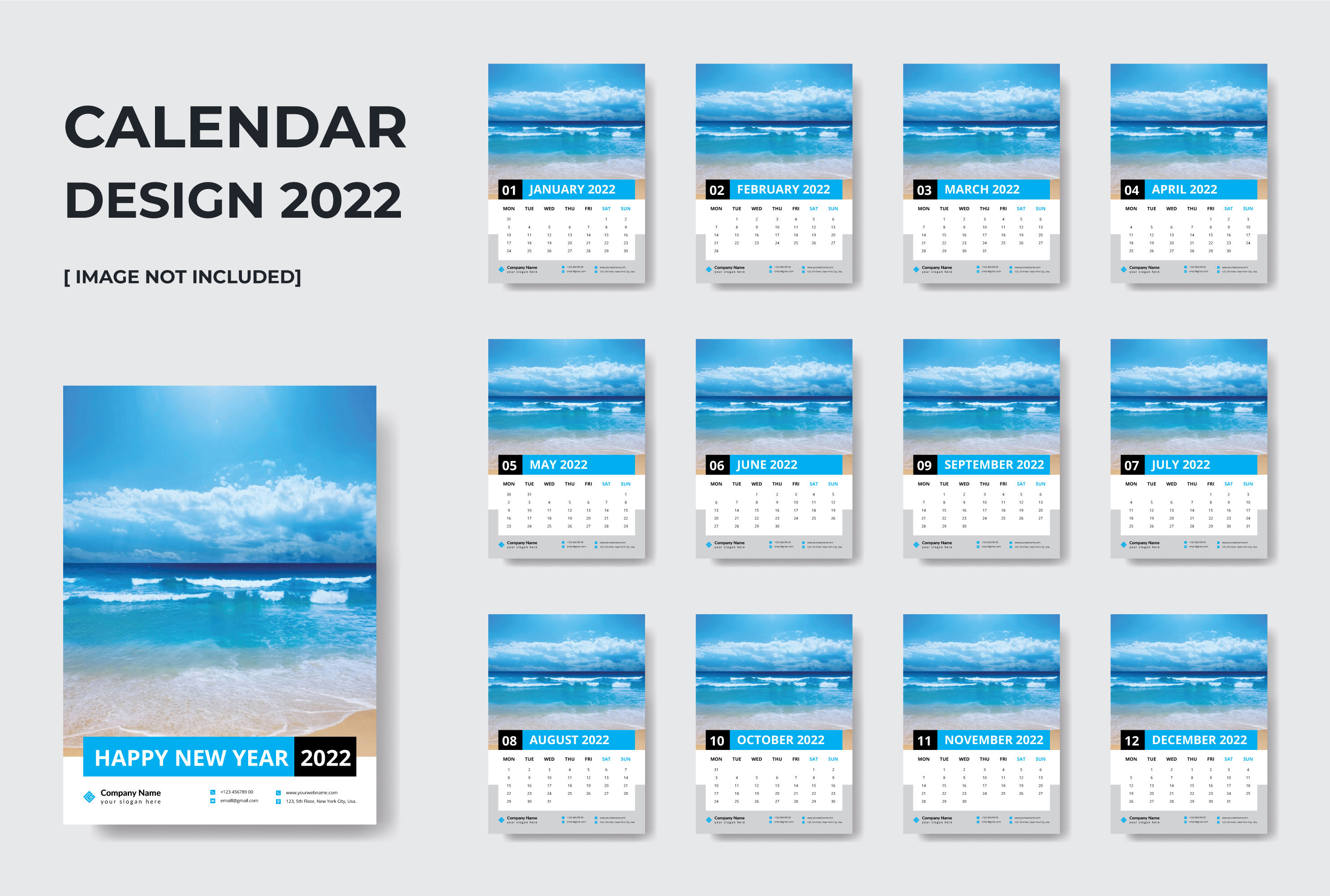 2022 Wall Calendar Design Template, a Stationery Template by Pixel Pro ...