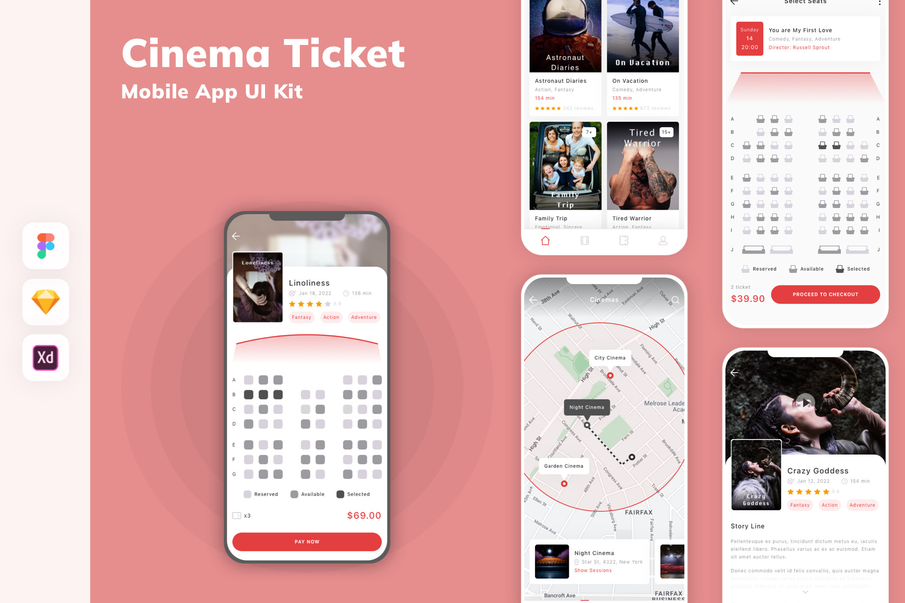Cinema Ticket Mobile App UI Kit, an UI Kit Template by uicube ...