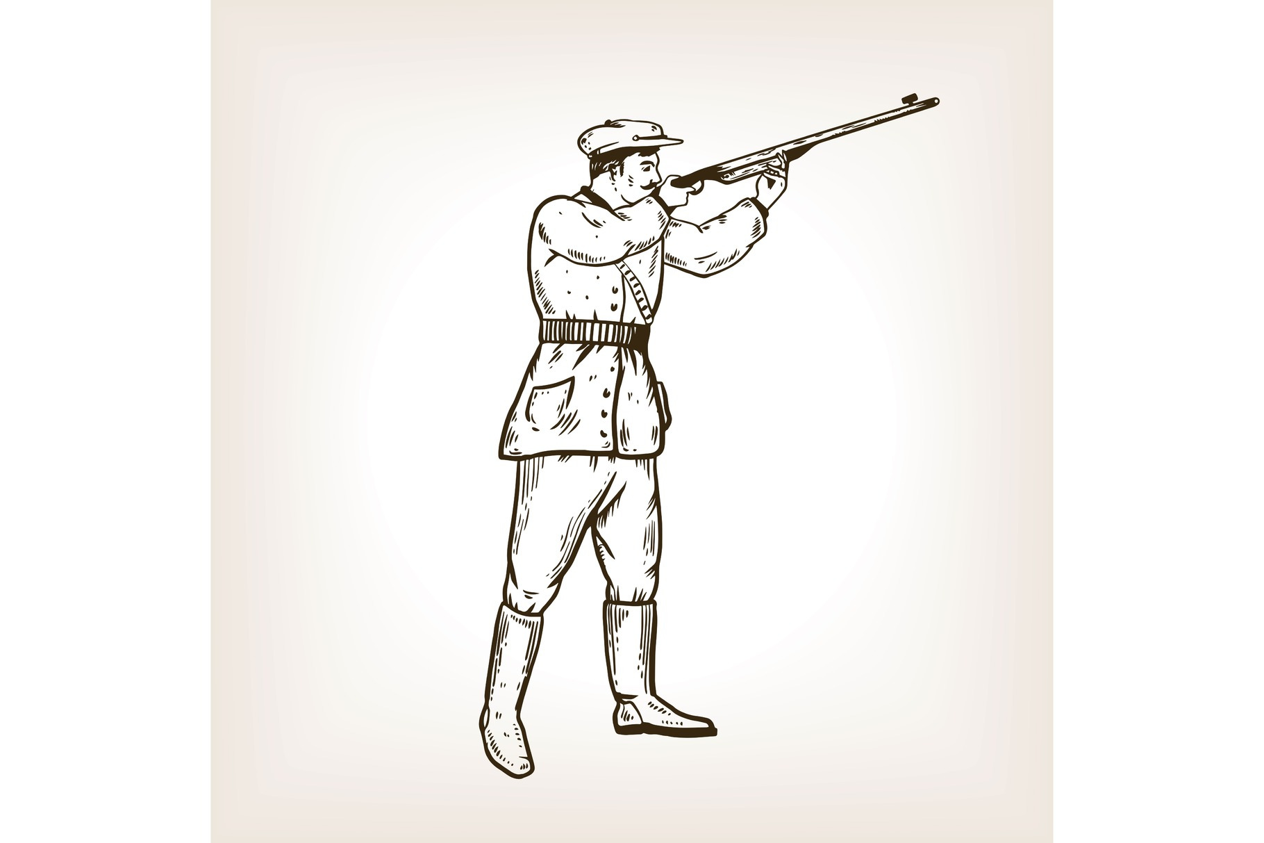 Hunter with rifle engraving vector illustration | Illustrations ...