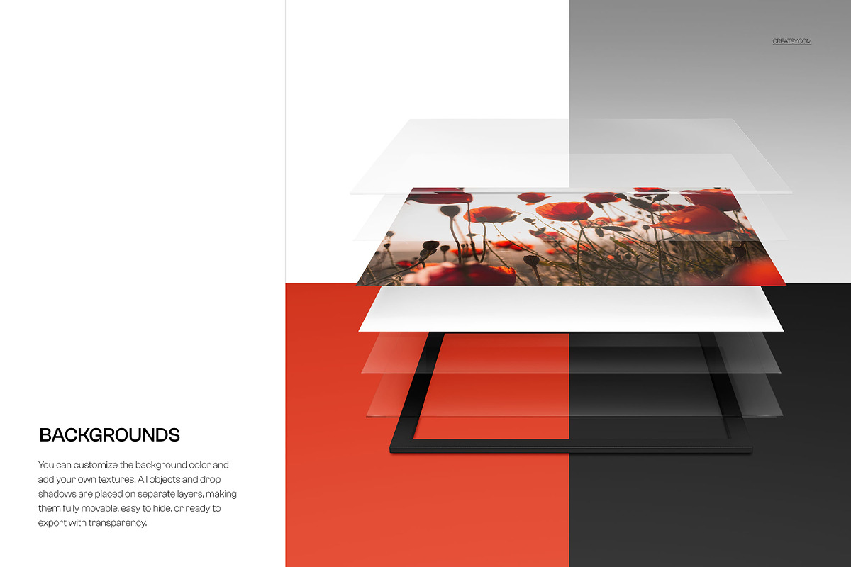 Exploded View Acrylic Print Mockup, a Merchandise Mockup by creatsy5