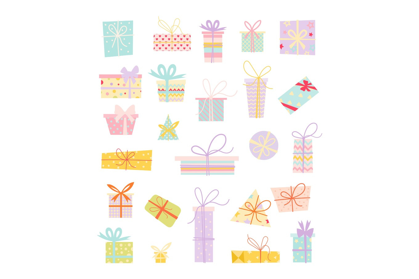 Vector set of different gift boxes. | Background Graphics ~ Creative Market