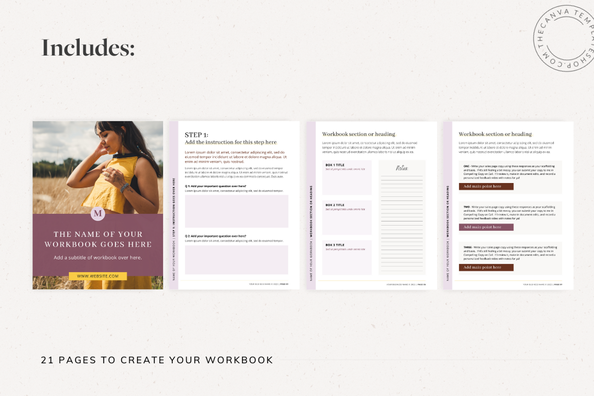 Workbook + Checklists Canva Templates