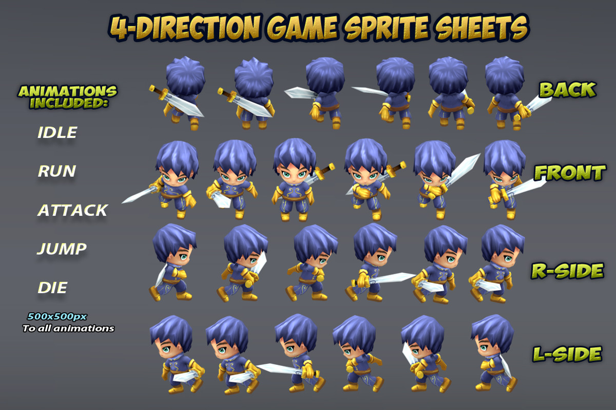 4- Directional Game Sprites, an Animal Illustration by DionArtworks