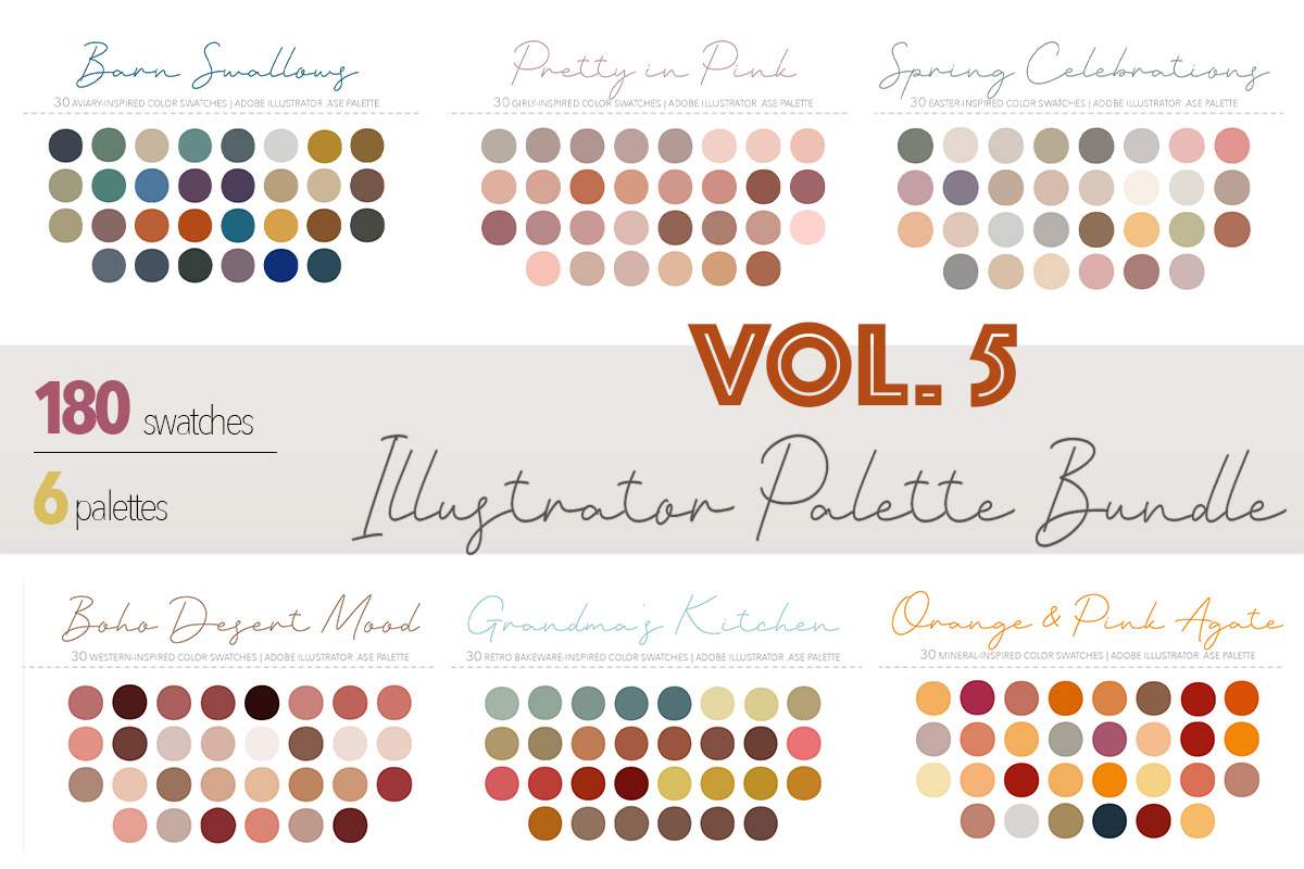 Illustrator Color Palette Bundle V5, a Palette Add-On by Jennadesigns