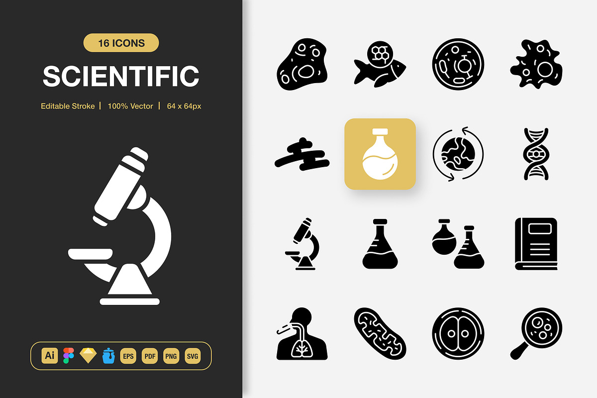 Scientific Solid Icons, a Solid Icon by Spacepixel Creative | Creative ...