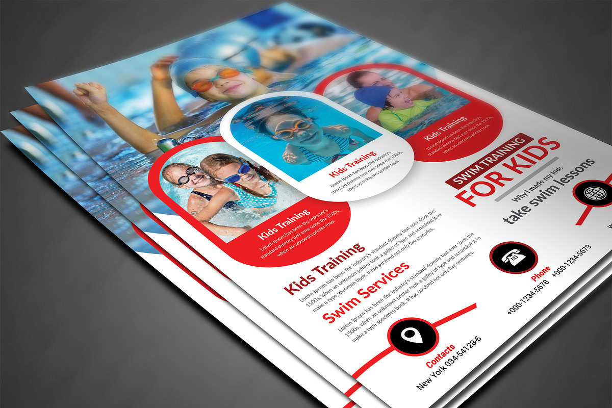 Swimming Lessons Flyer Template, a Flyer Template by AfzaalGraphics