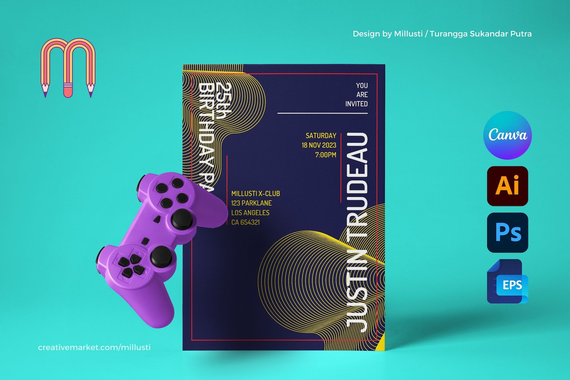 Futuristic Birthday Invitation | Invitation Templates ~ Creative Market