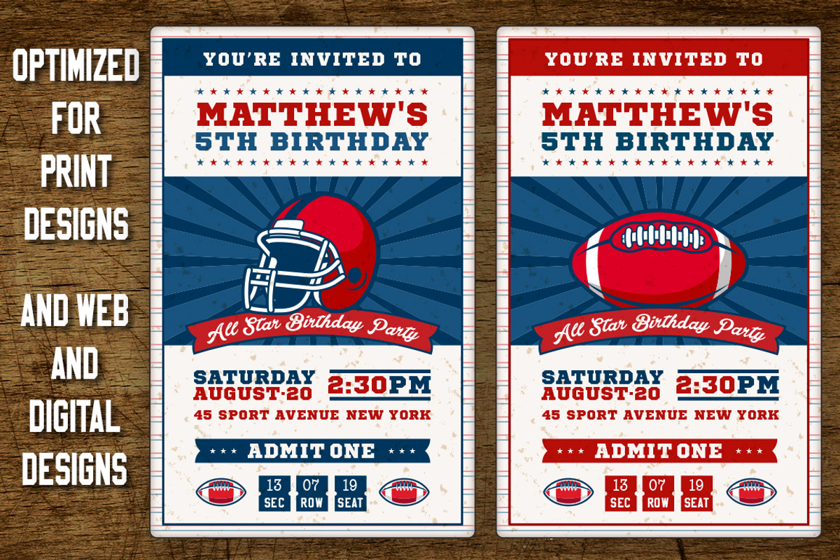Football Ticket Party Invites 3, an Invitation Template by Pingebat