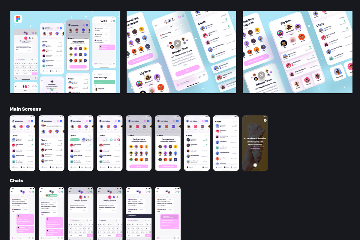 Clean Chat App UI, an App Template by ALEX BENDER UI STORE