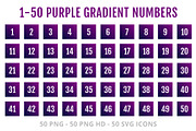 1-50 Purple Gradient Square Numbers, an Icon by Designs By Alfredo