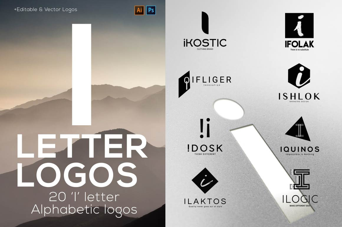 20 I Letter Alphabetic Logos, a Branding & Logo Template by AN Productions