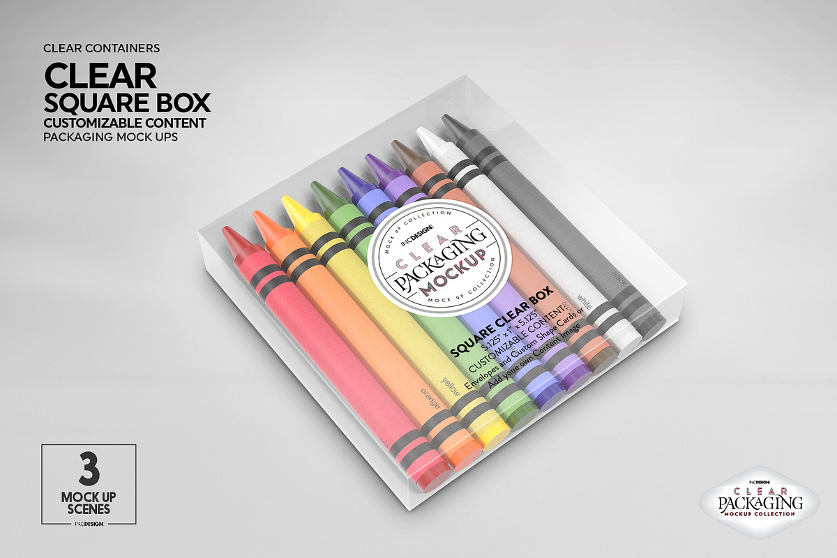 Clear Square Flat Boxes Mockup, a Packaging Mockup by INCDesign