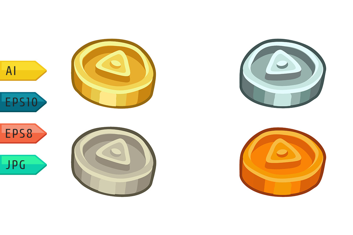 Cartoon game coins set., an Icon by julia_musdotter | Creative Market