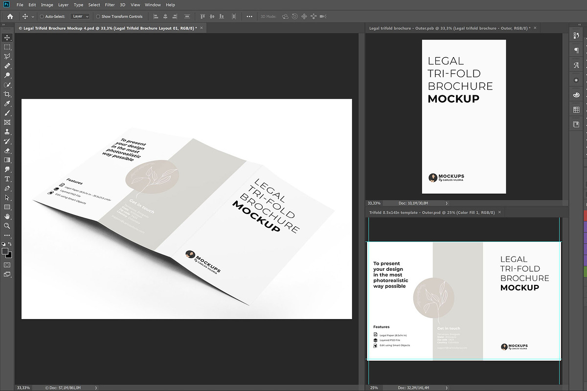 Legal Trifold Brochure Mockup – Open, a Print Template by Mockups by ...