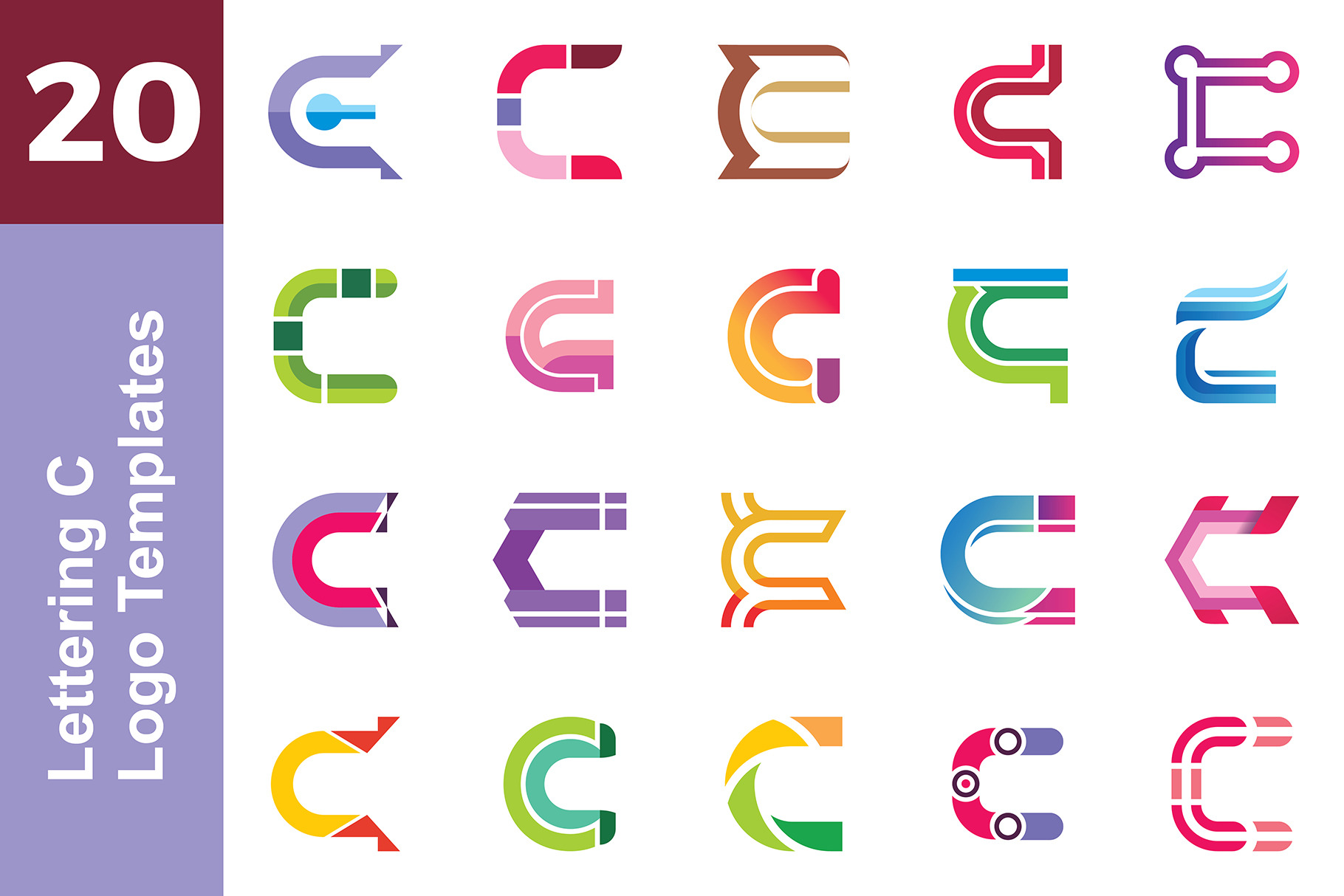 20 Logo Lettering C Template Bundle, a Branding & Logo Template by ...