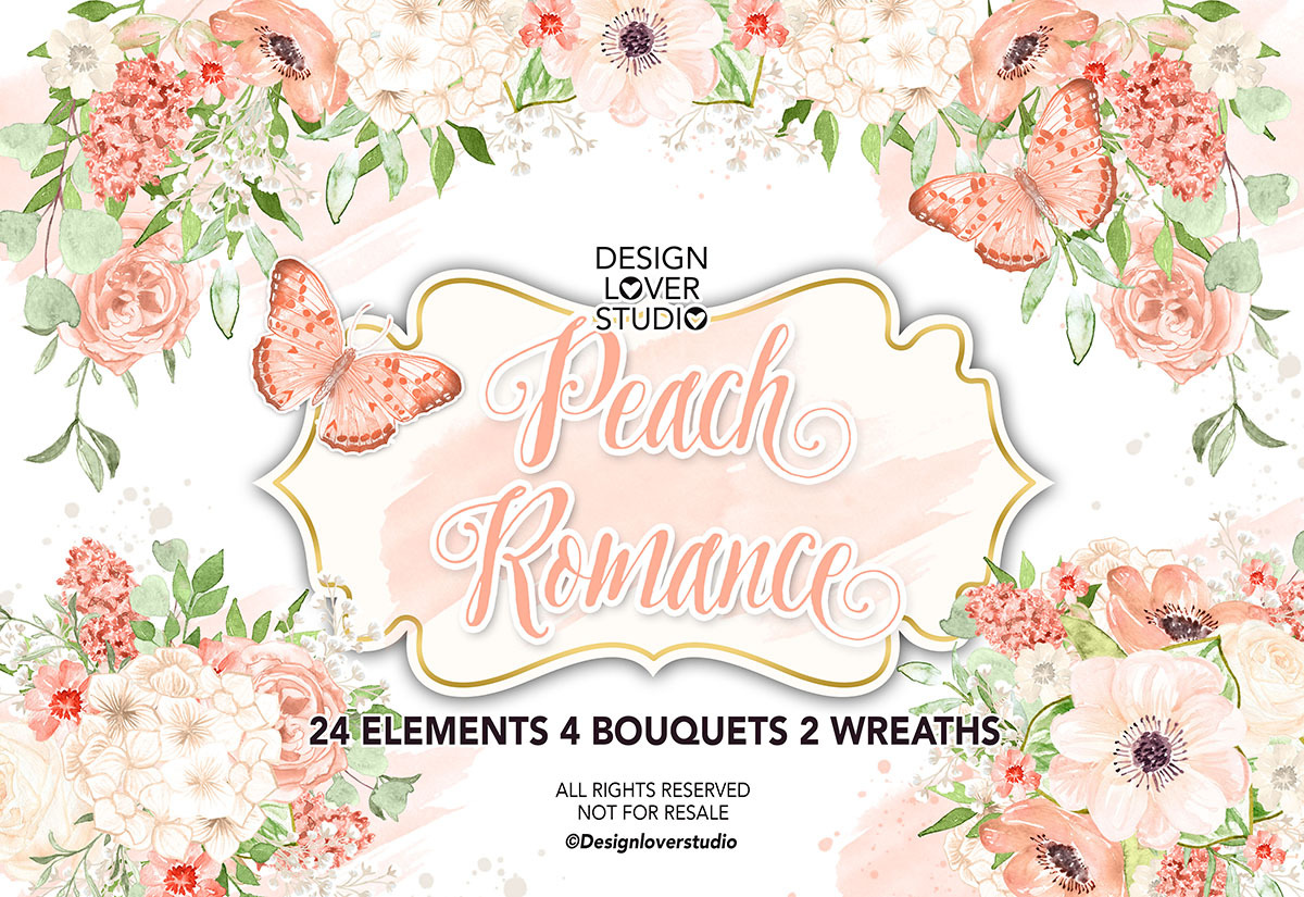Watercolor Peach Romance design, an Illustration by designloverstudio