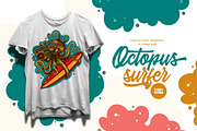 OCTOPUS SURFER. T-SHIRT DESIGN | Animal Illustrations ~ Creative Market