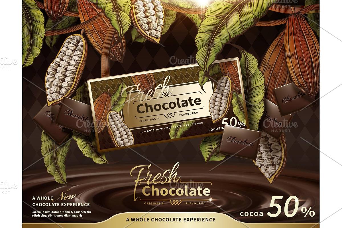 Premium chocolate ads, a Flyer Template by TotallypicRF | Creative Market
