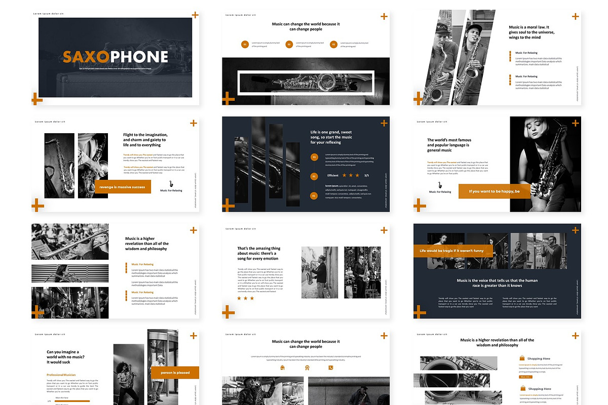 Saxophone - Google Slides Template, a Presentation Template by AQR Studio
