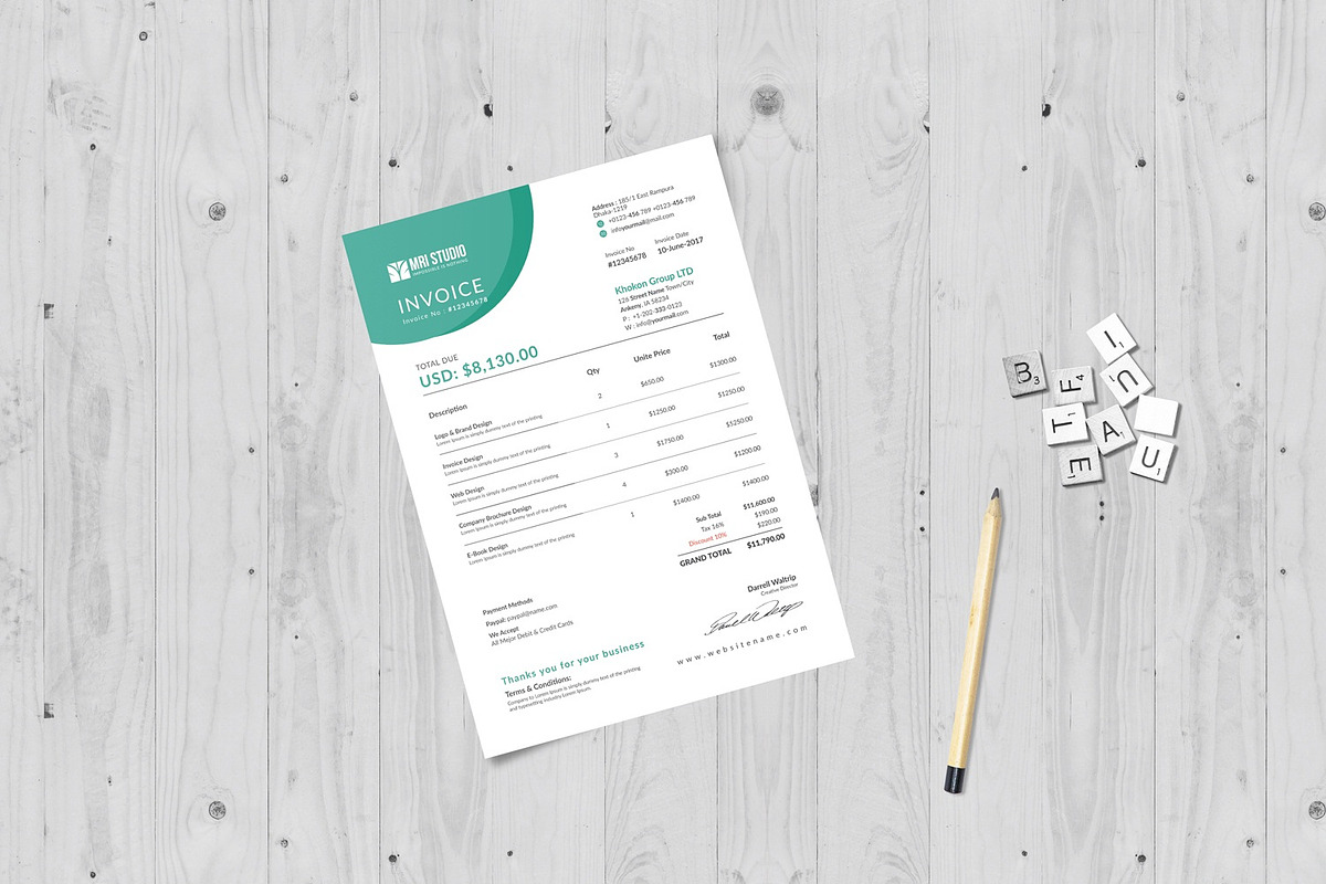 Invoice, a Stationery Template by MRI STUDIO