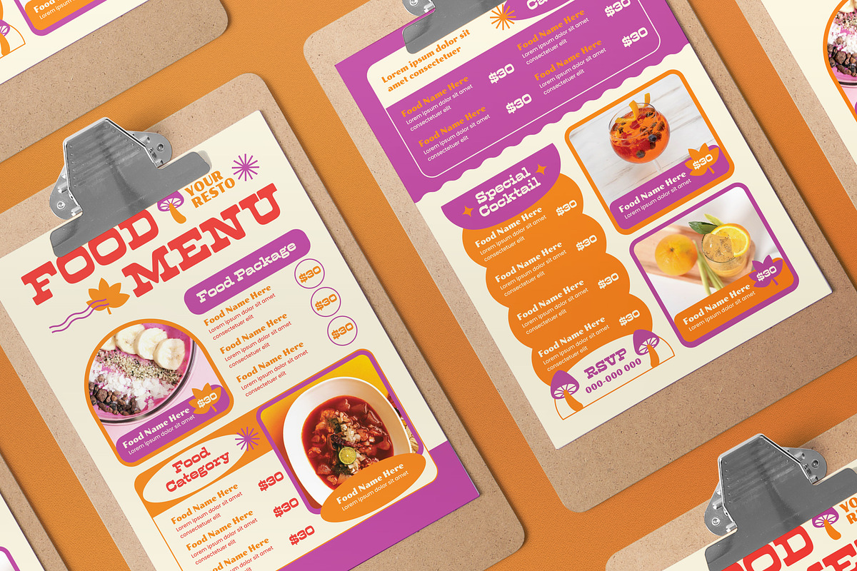 Orange Modern Autumn Food Menu, a Flyer Template by graphicook