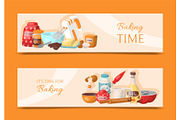 Baking time set of banners. Kitchen, a Food Illustration by VectorsBang
