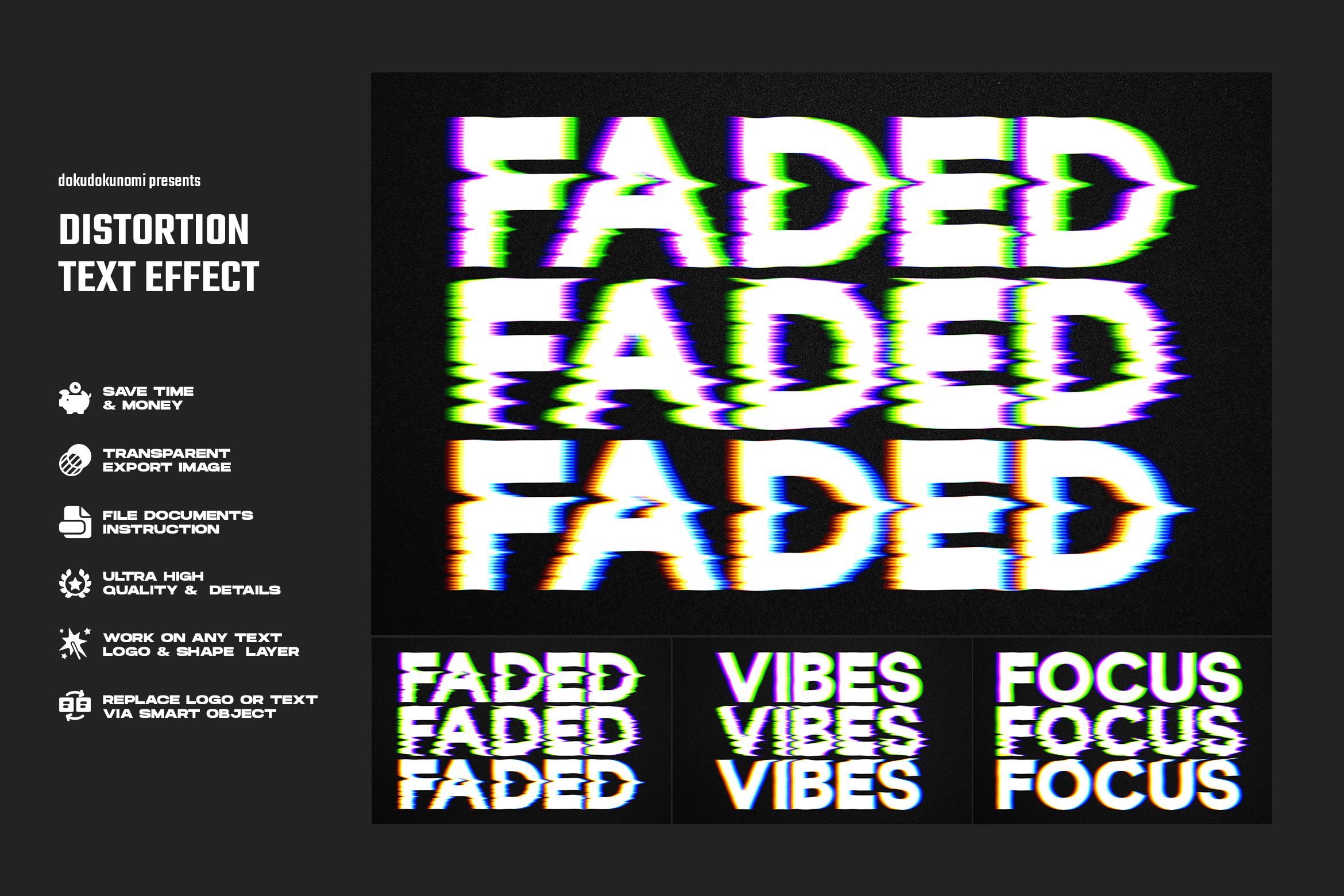 Distortion Text Effect, a Layer Style Add-On by dokudokunomi