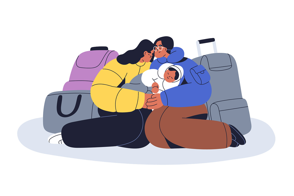 People moving set. Migration concept, a Person Illustration by Good Studio