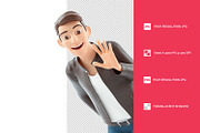 3D Portrait Cartoon Man Saying Hello, a Person Illustration by 3DMask