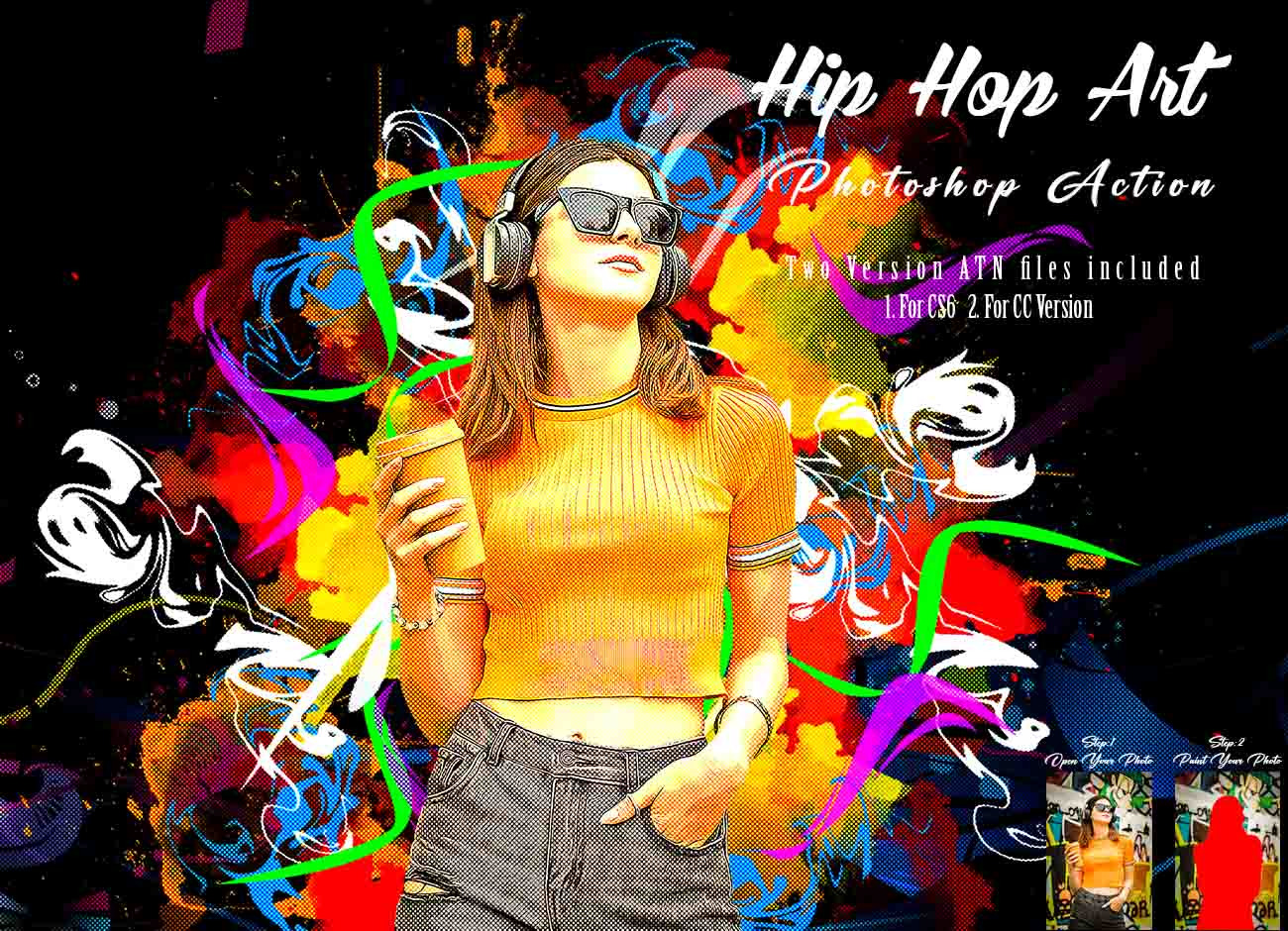 Hip Hop Art Photoshop Action, an Action Add-On by Studio Retouch | Creative Market