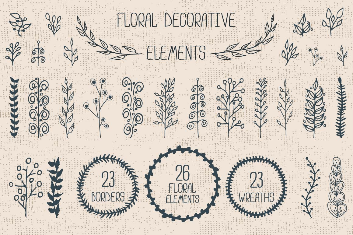 Set of floral decorative elements, an Object Graphic by SomStock
