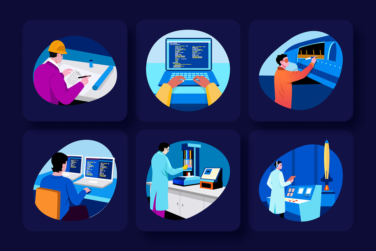 Animated Engineering Illustration Art Set