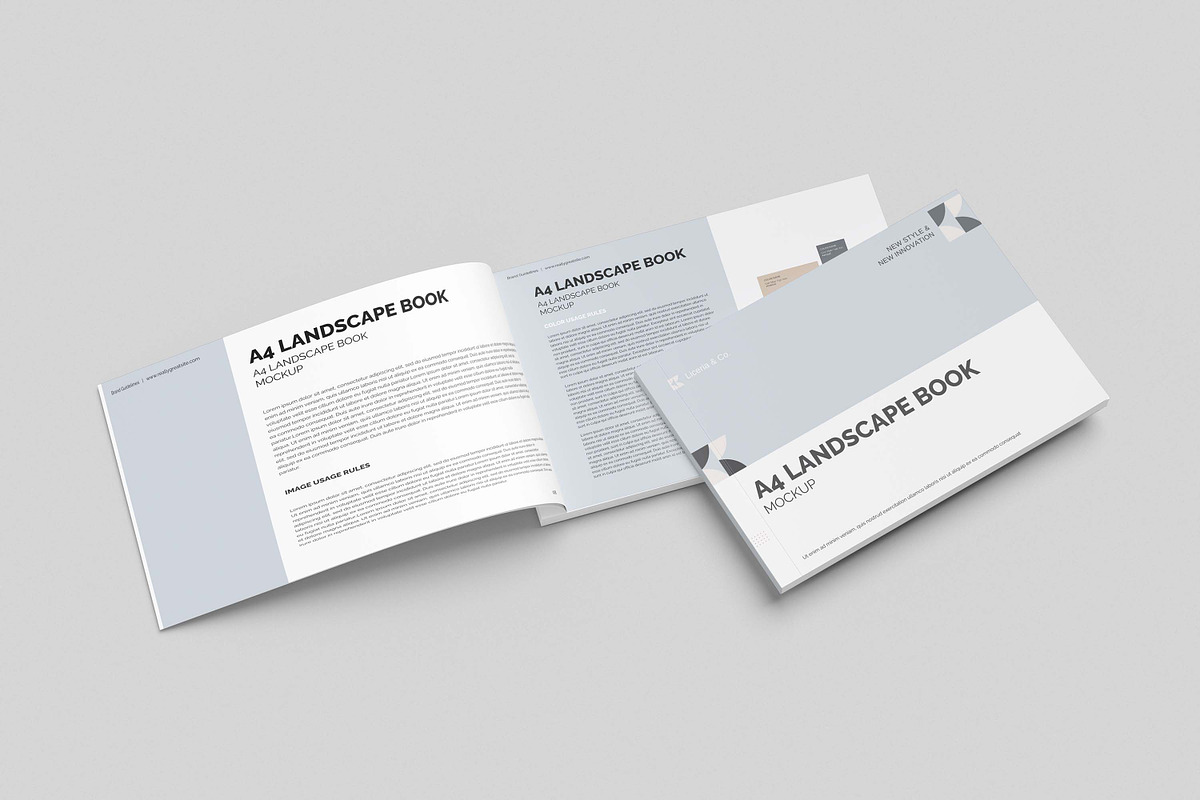 A4 landscape Book Mockup, a Books & Magazine Mockup by xavier_studio