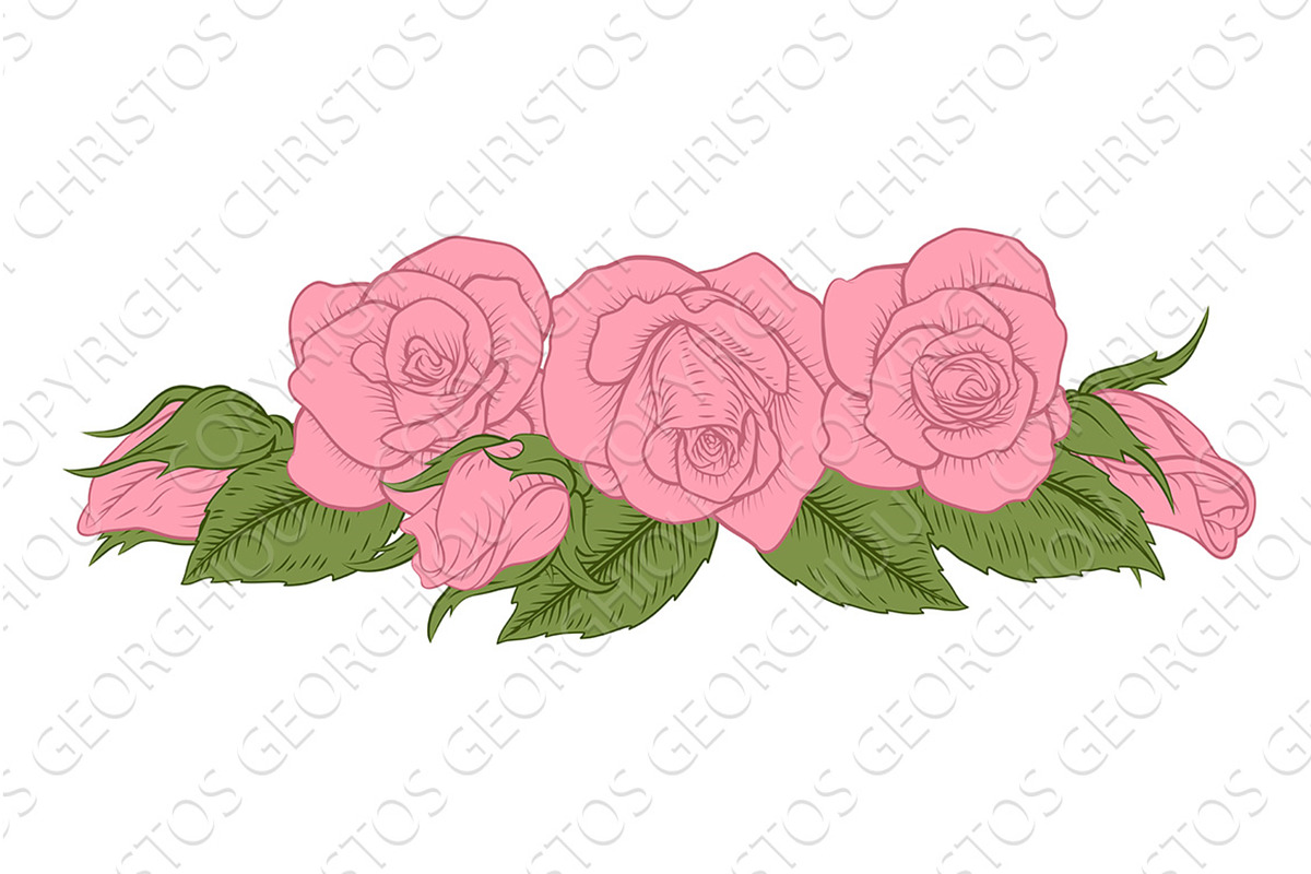 Roses Woodcut Vintage Style Flower, an Illustration by Christos ...
