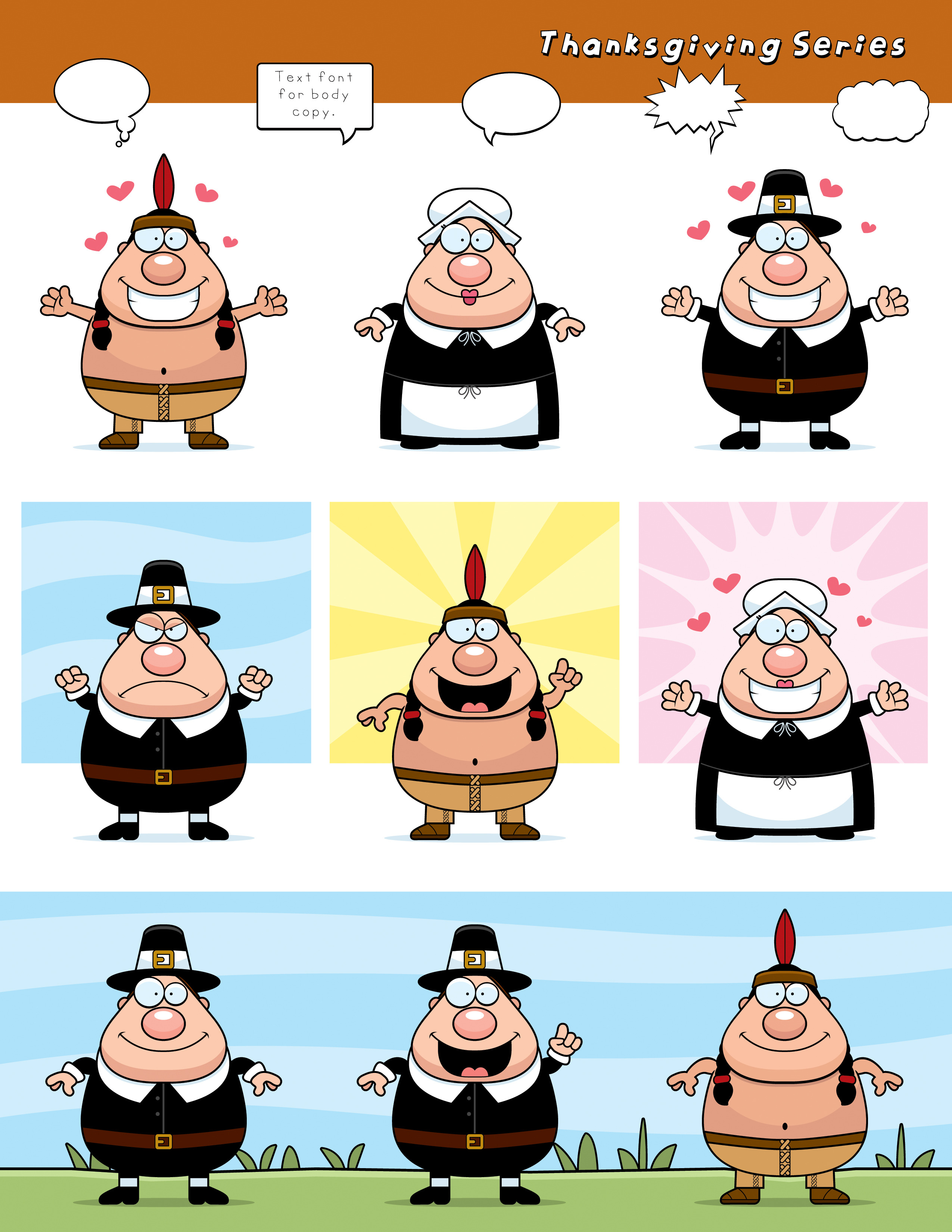 Cartoon Pilgrim Series, a Graphic by cthoman