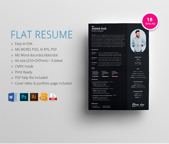 Flat Resume, a Resume Template by Graphicalark