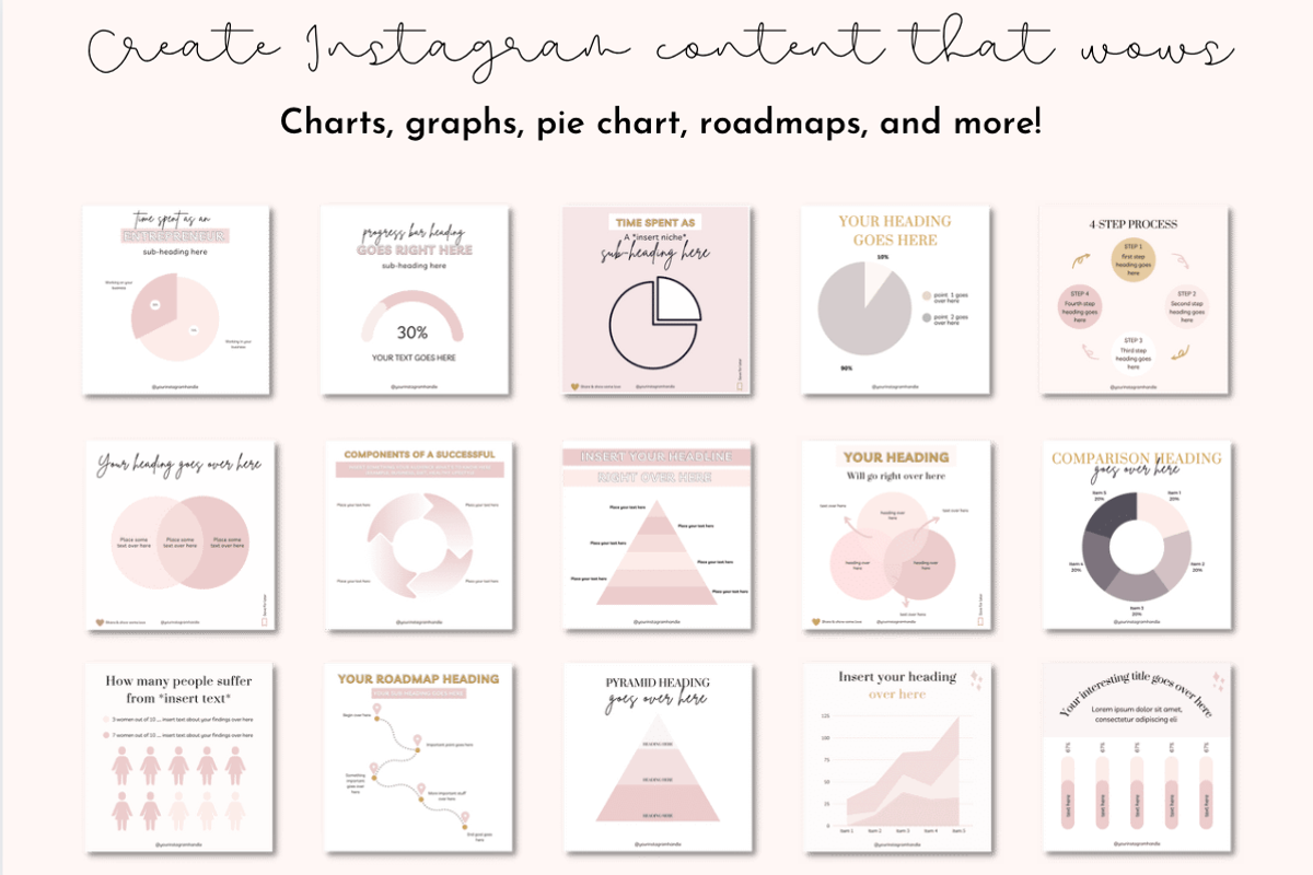Charts and Graphs Instagram Posts, a Social Media Template by Cate Creates