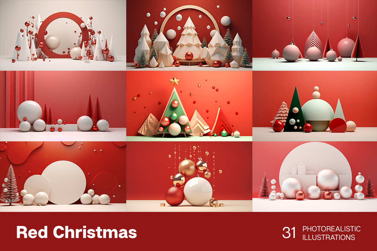 Red Christmas, a Seasonal Illustration by Handmadefont