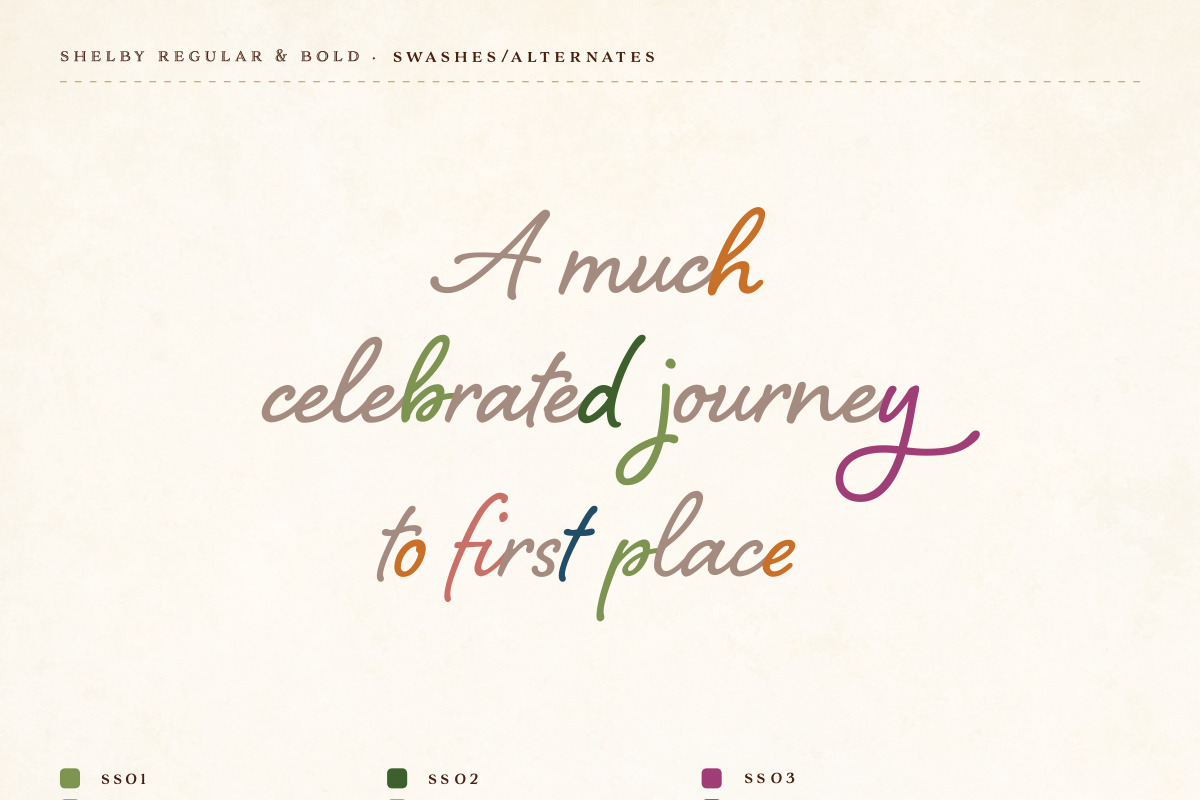 Shelby - Regular, a Script Font by Laura Worthington